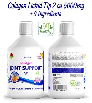 Colagen Lichid Hidrolizat Tip 2 cu 5000mg + Glucozamina + Condroitina ...